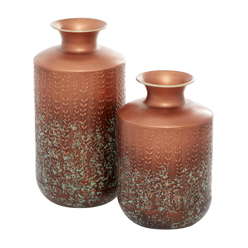 Dakota Fields 2 Piece Bronze Wood Table Vase Set & Reviews | Wayfair