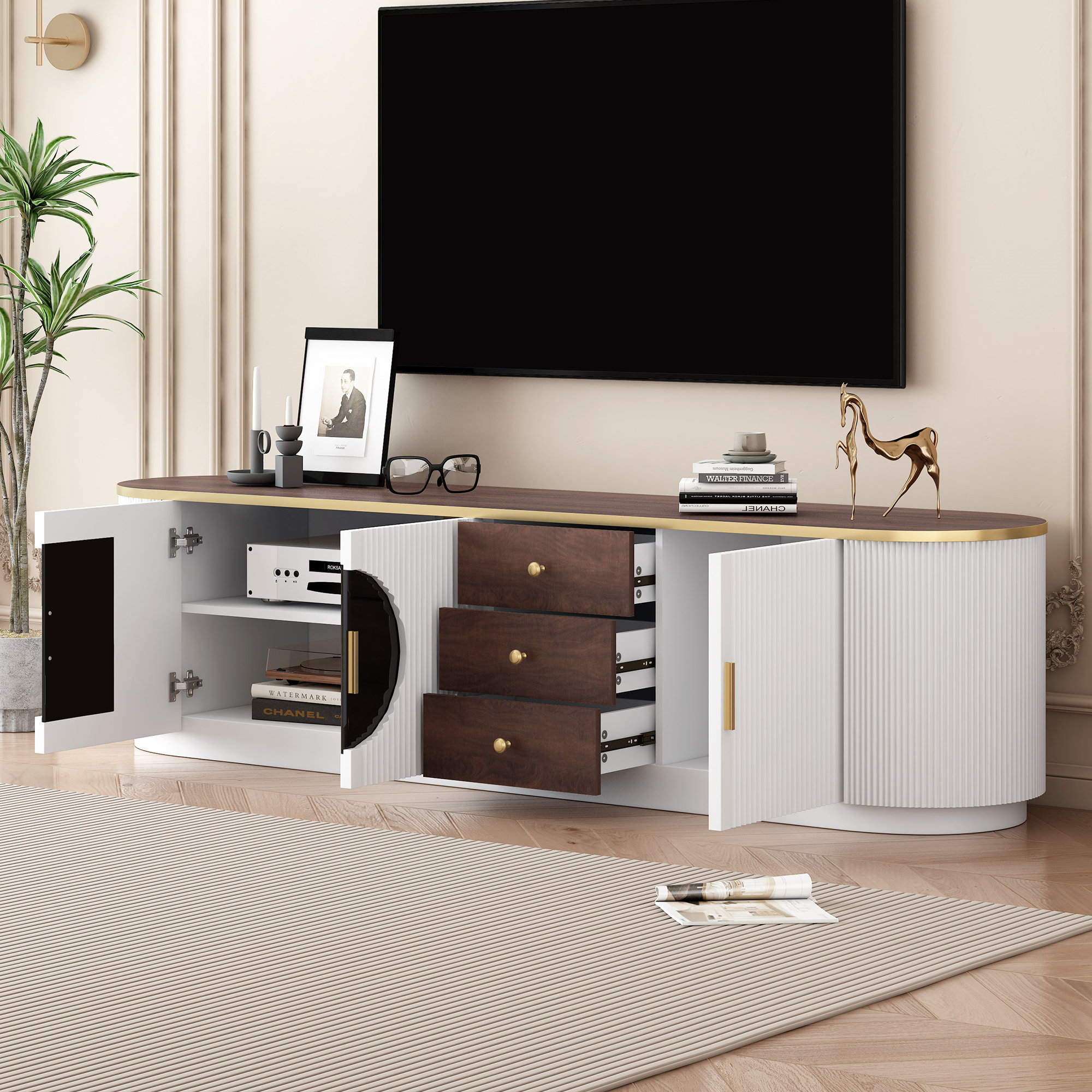 Mercer41 VIBE HAUS 70.8'' Modern Minimalist TV Stand For Tvs Up To 80 ...