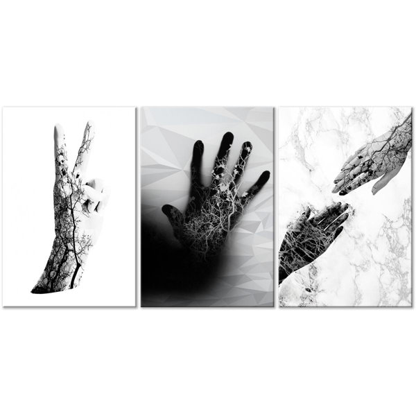 Bless international Female Hands On Canvas 3 Pieces Print | Wayfair