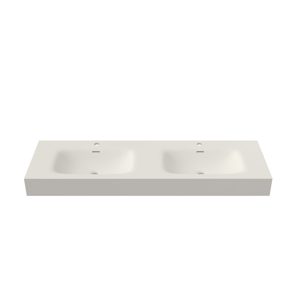 MEDUNJESS 59'' Wall Mounted Double Bathroom Sink Solid Surface Bathroom ...