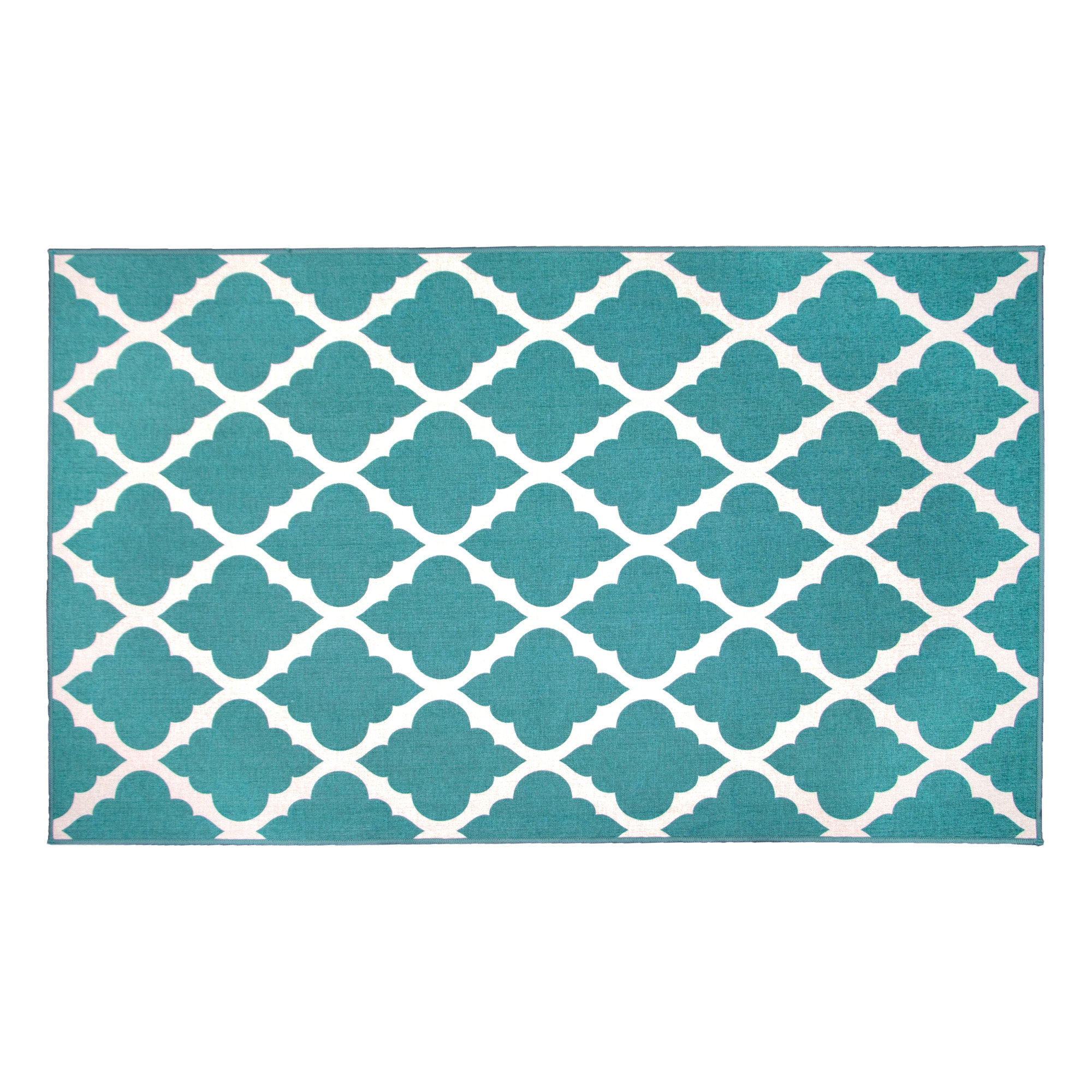 My Magic Carpet Moroccan Trellis Teal Geometric Flatweave Teal/White ...