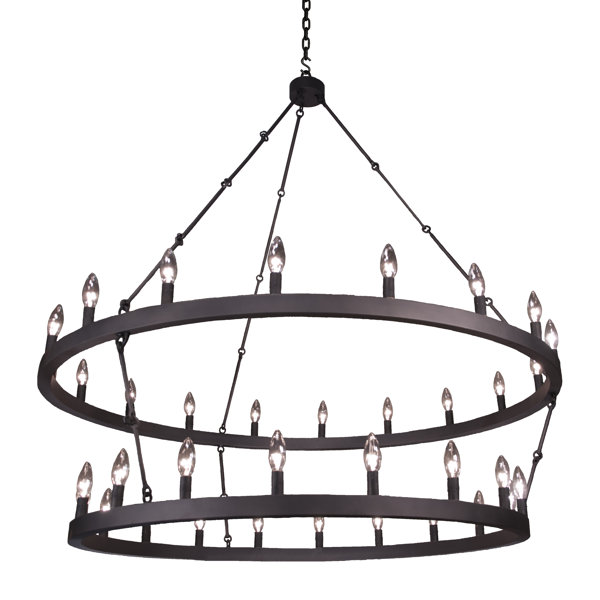 Steel Partners Pike Street 18-Light Candle Style Tiered Chandelier ...