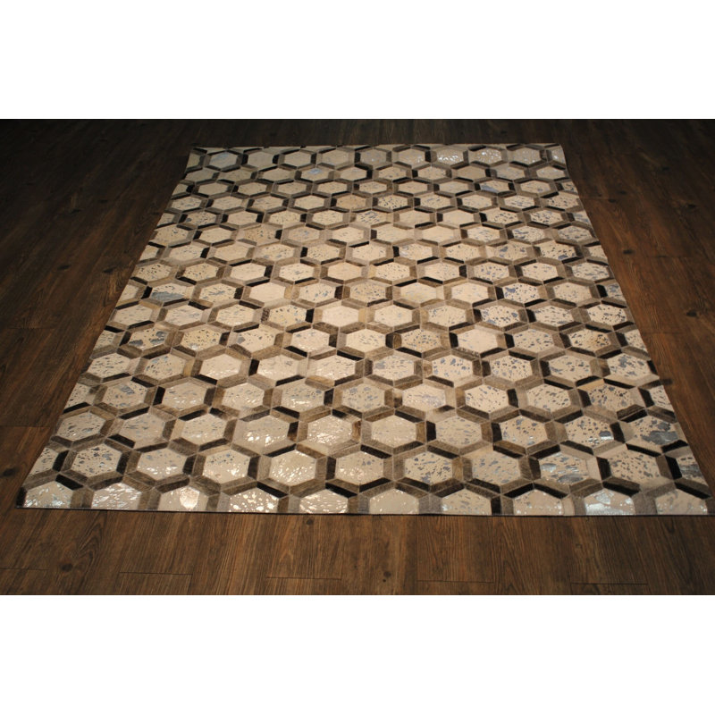 Corrigan Studio® Stouffer Geometric Handmade Silver Metallic Foil Area ...