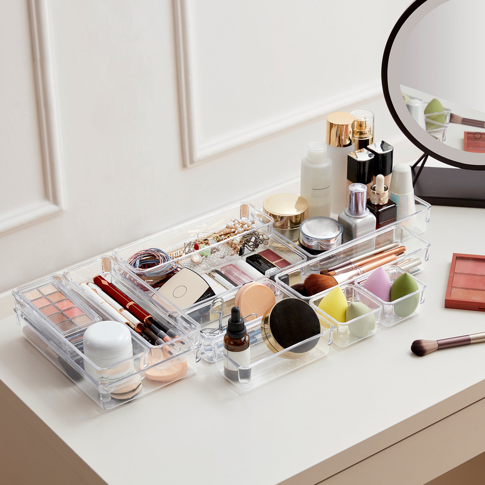 Rebrilliant 11 Pcs Drawer Organizer Set Plastic Office Desk Drawer ...