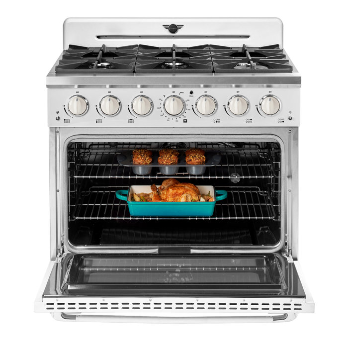 Unique Classic Retro 36" 6-Burner 5.2 cu. ft. Freestanding Gas Range ...