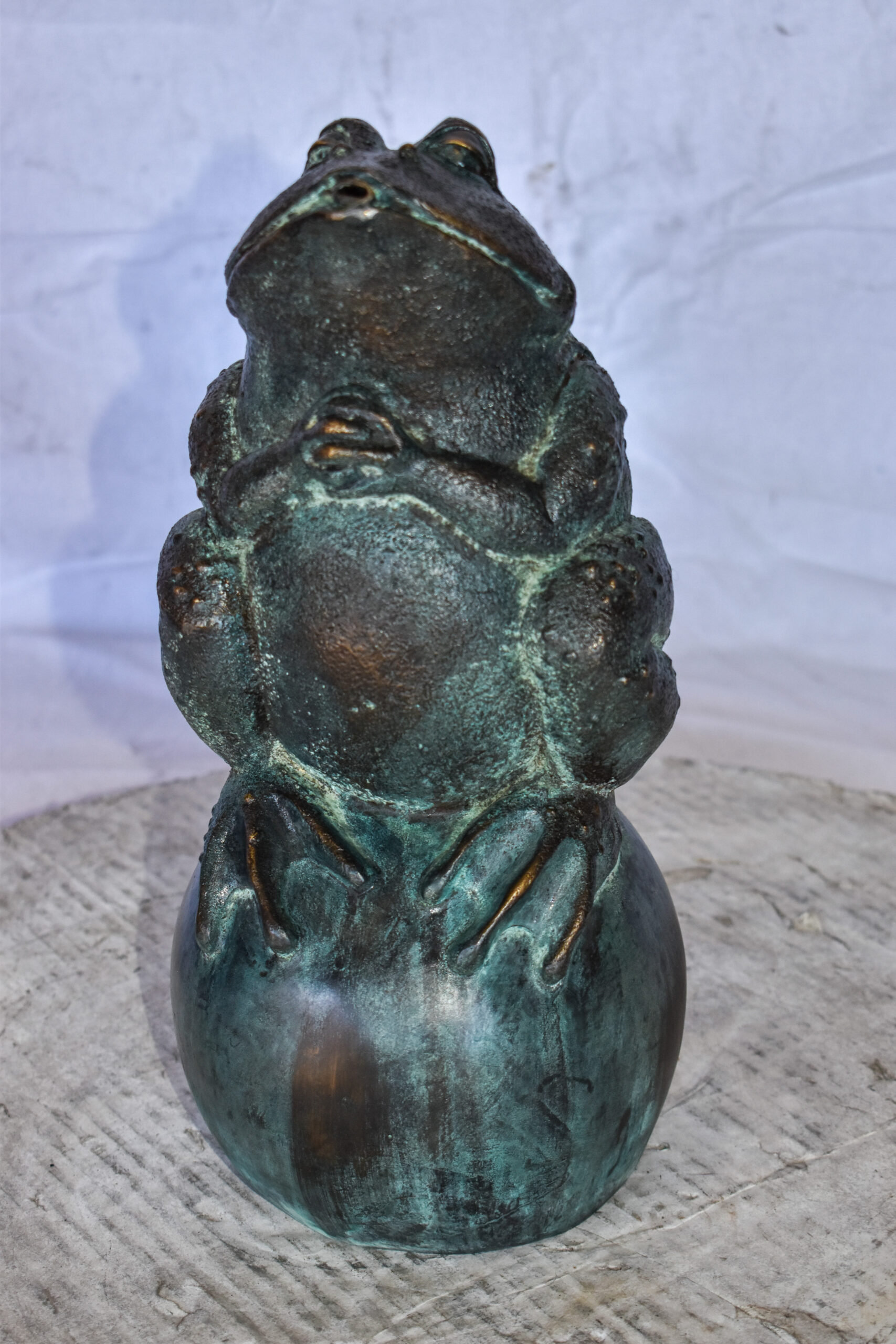 Trinx Ernstine Frog With Green Patina Bronze Statue Fountain Size: 6" x ...