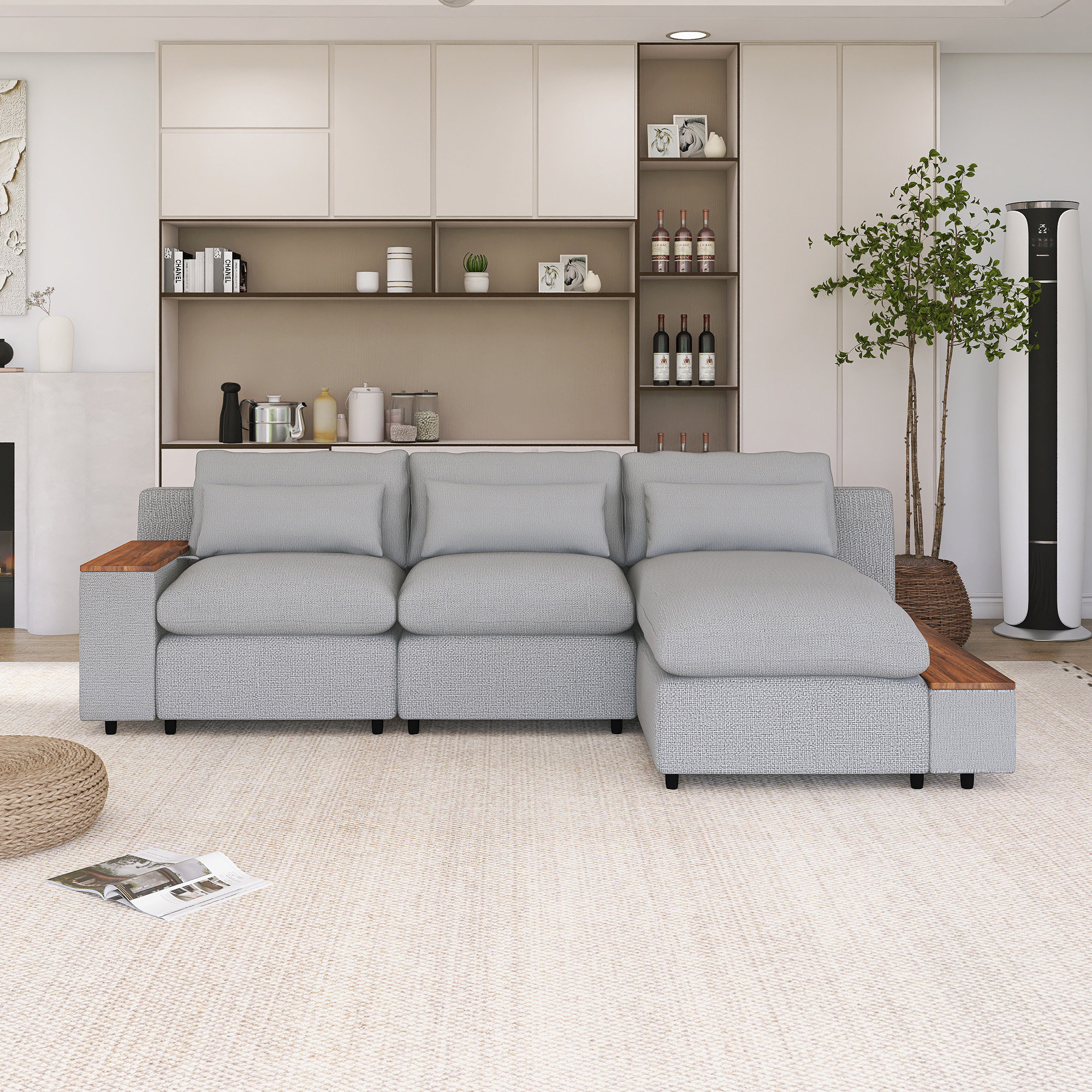 Latitude Run® L-Shaped Modular Sectional Sofa With Removable Back ...
