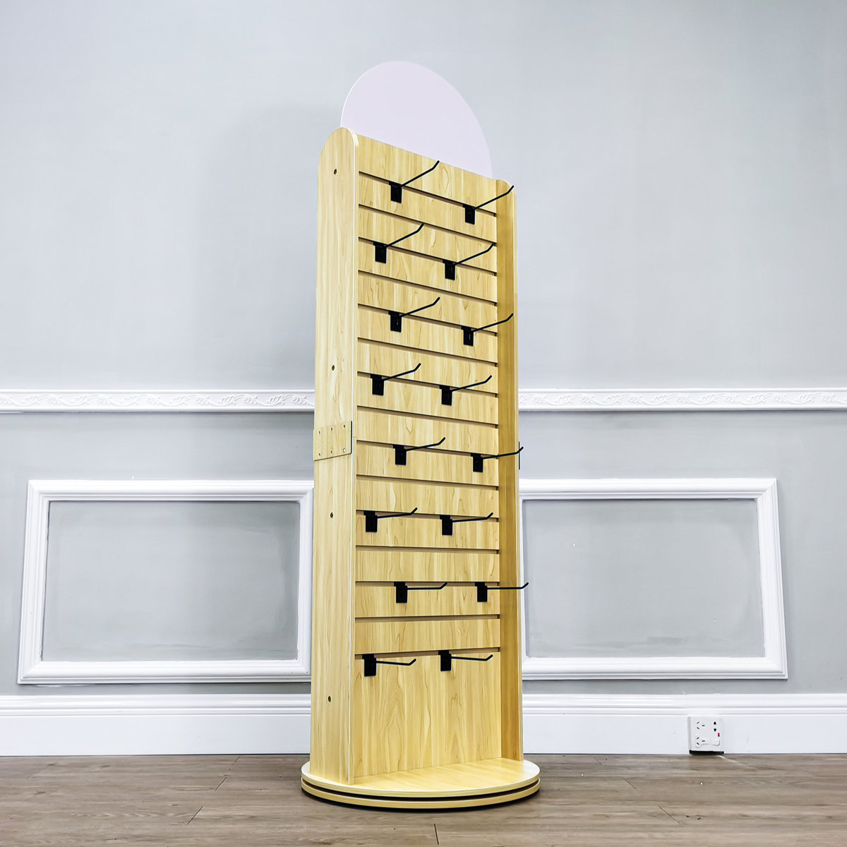 FixtureDisplays Double Sided Slatwall Rotating Display Wood Floor ...