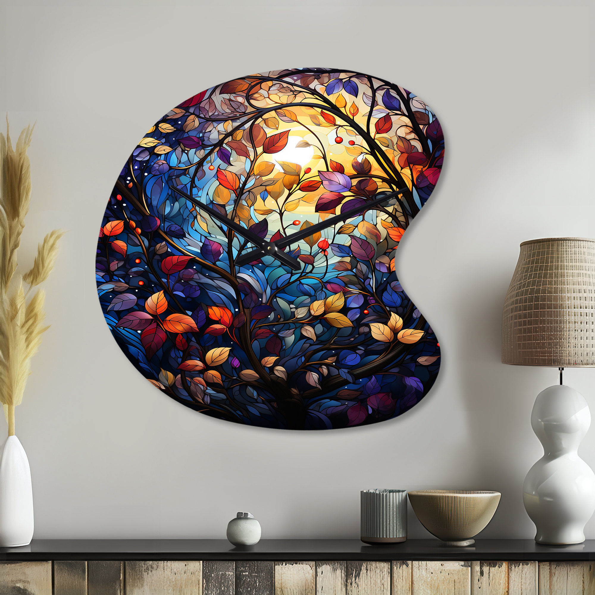 Design Art Multicolor Vibrant Vines III - Drop Shape Multi-Color Wall ...