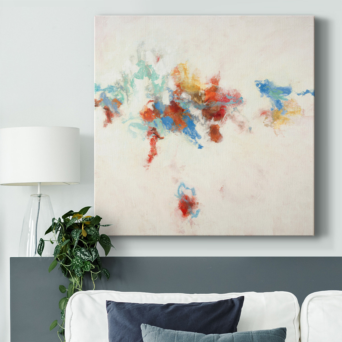 Wrought Studio™ Pale Abstract Floar-Gallery Wrapped Canvas | Wayfair