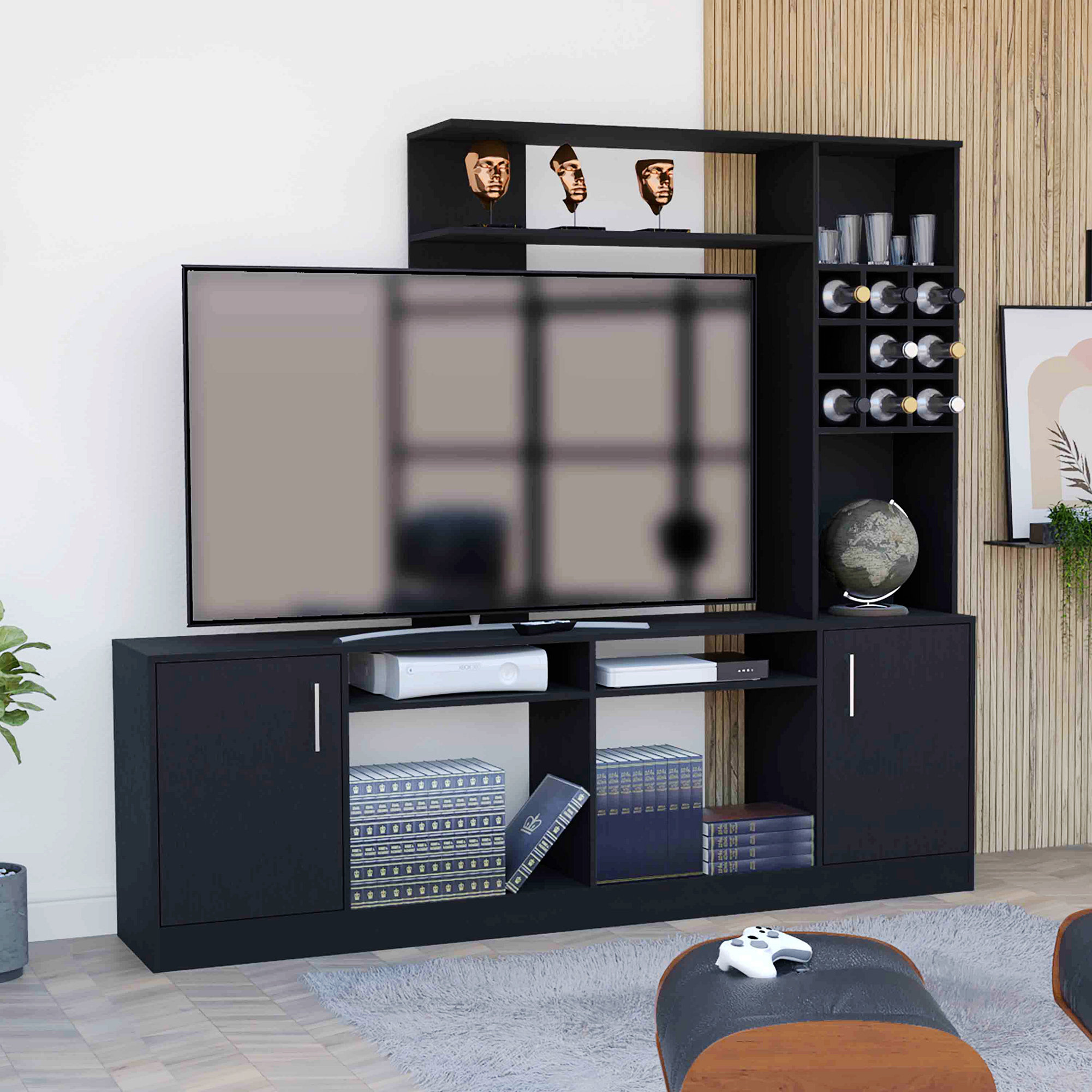 Latitude Run® Storage Entertainment Center,Six External Shelves,Double ...