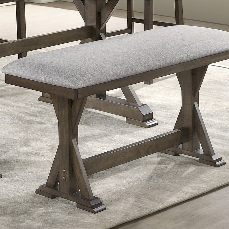 Ophelia & Co. 1pc Rustic Upholstered Counter Height Dining Bench Rich ...