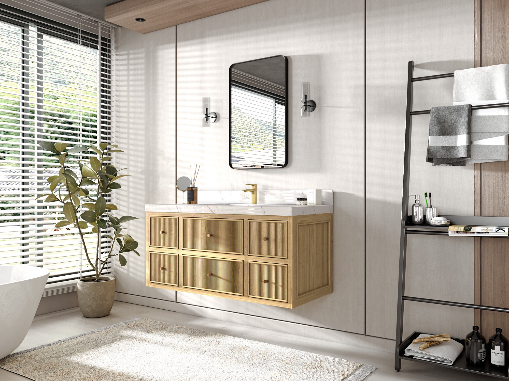 Red Barrel Studio® Maycie 48'' Single Bathroom Vanity with Quartz Top ...