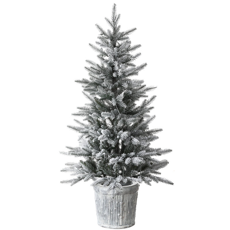 The Holiday Aisle® 4.5 ft. Snowy Alpine Fir Entrance Tree with LED ...