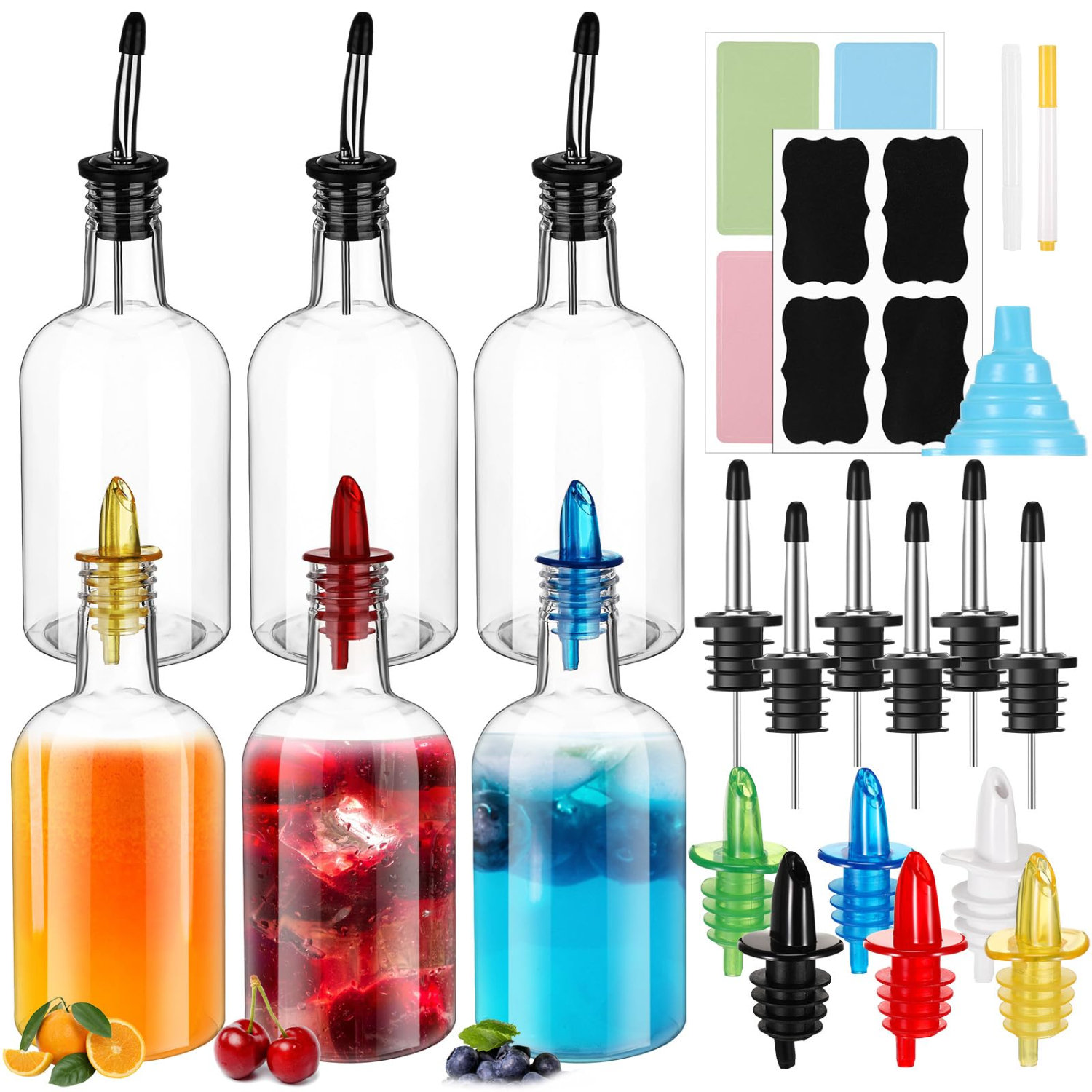Latitude Run® 6 Set 16 Oz Plastic Long Neck Bottles With Rainbow Pourer ...