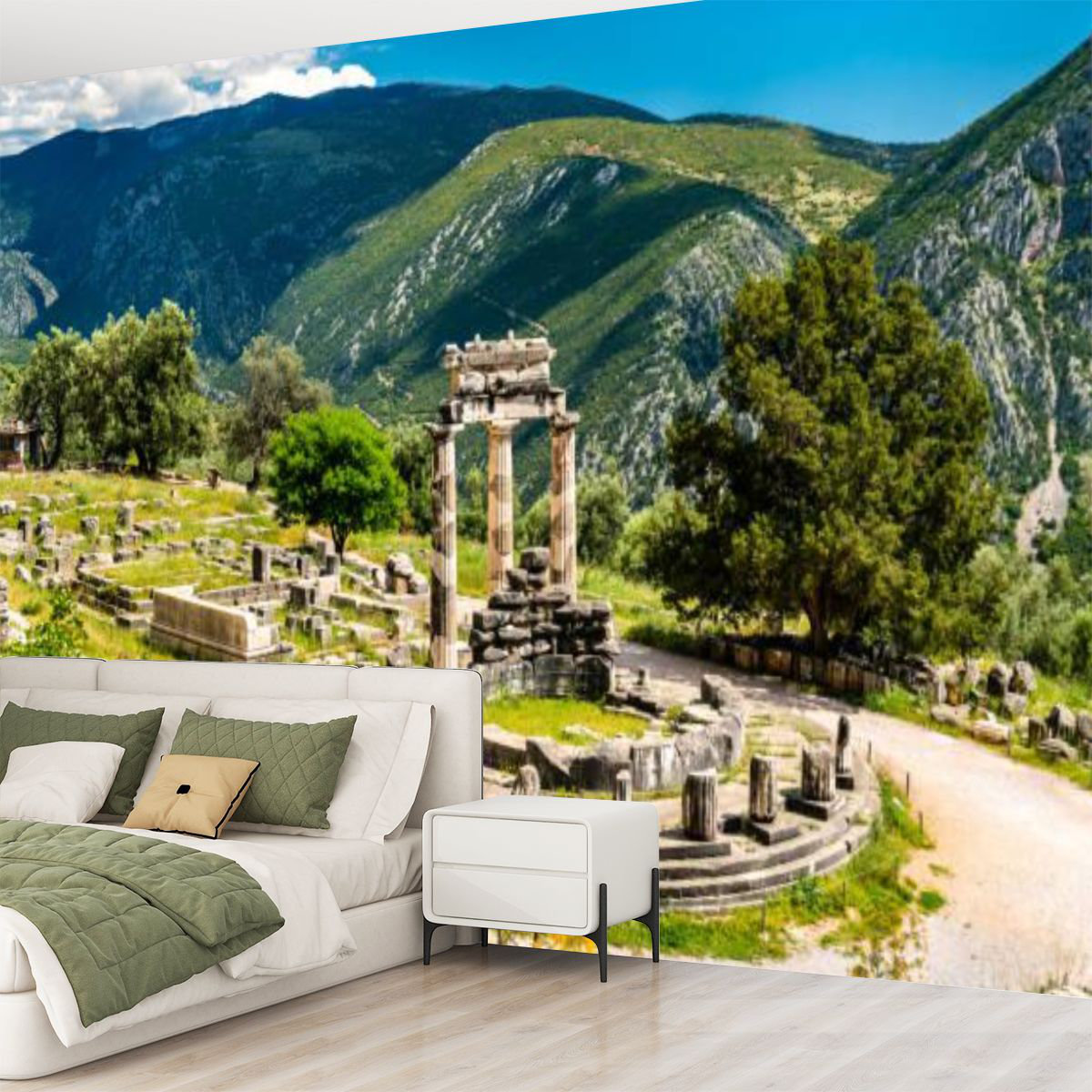 Latitude Run® Peel and Stick Canvas Wallpaper Wall Mural Temple Athena ...