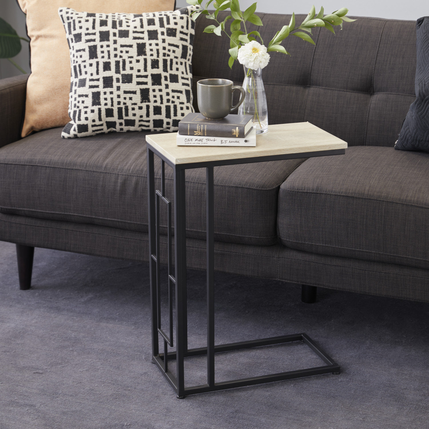 Williston Forge Canna Metal C-Shaped Side End Accent Table with Metal ...
