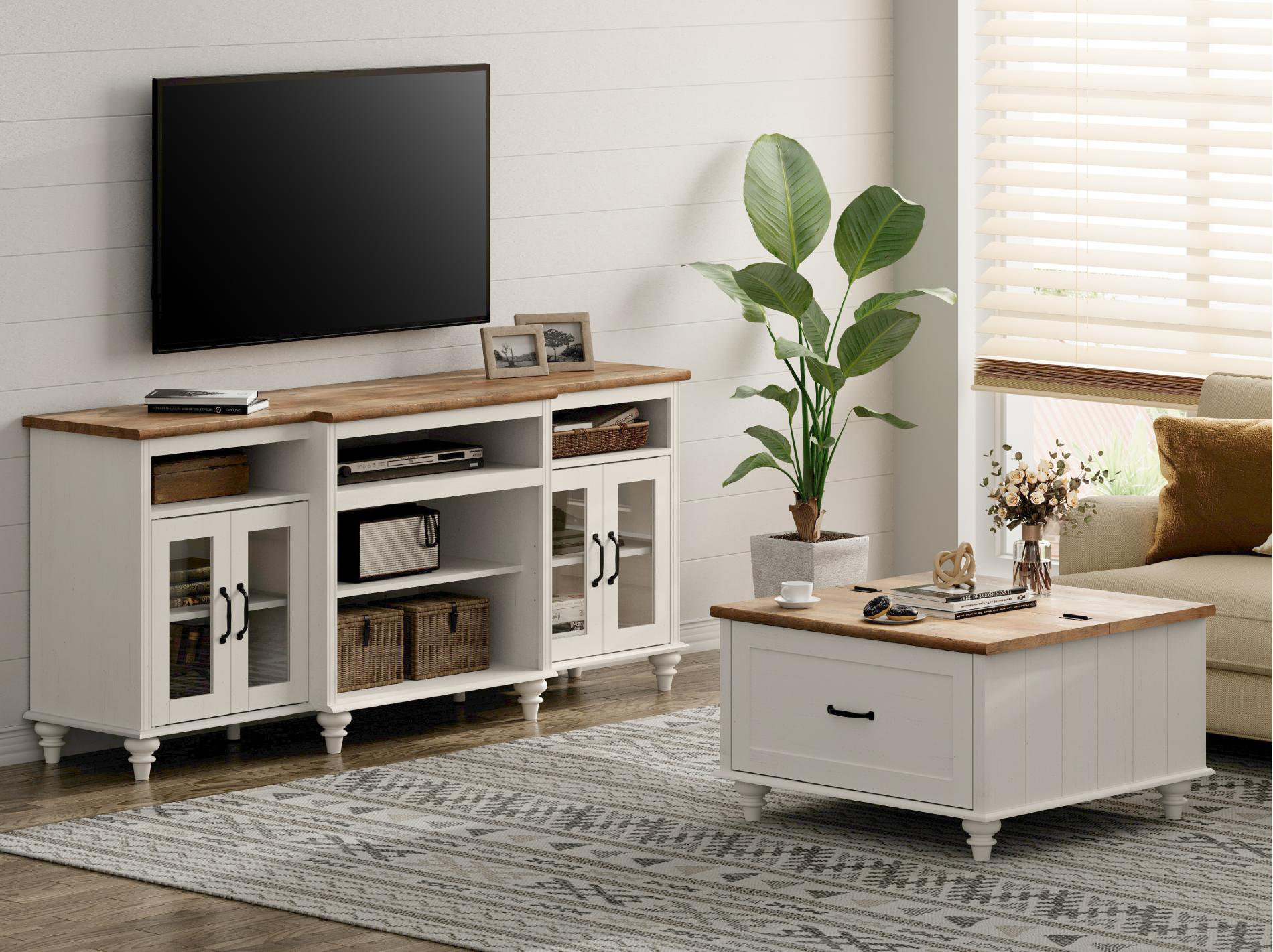 One Allium Way 2 Piece Living Room Table Set Including One TV Stand ...