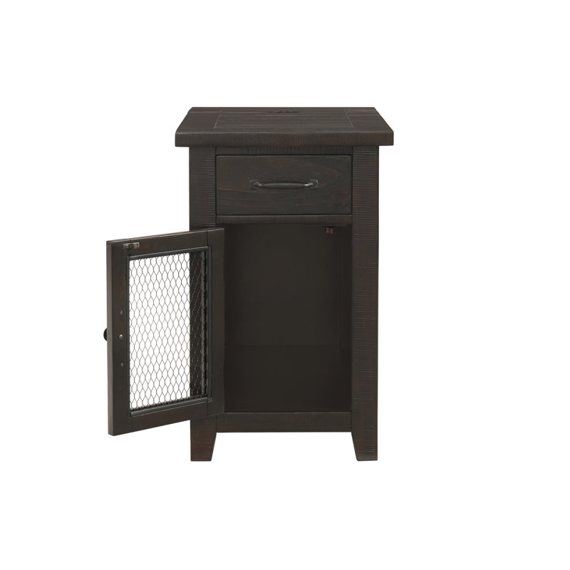 Gracie Oaks Jakendra Solid Wood End Table with Storage and Built-In ...