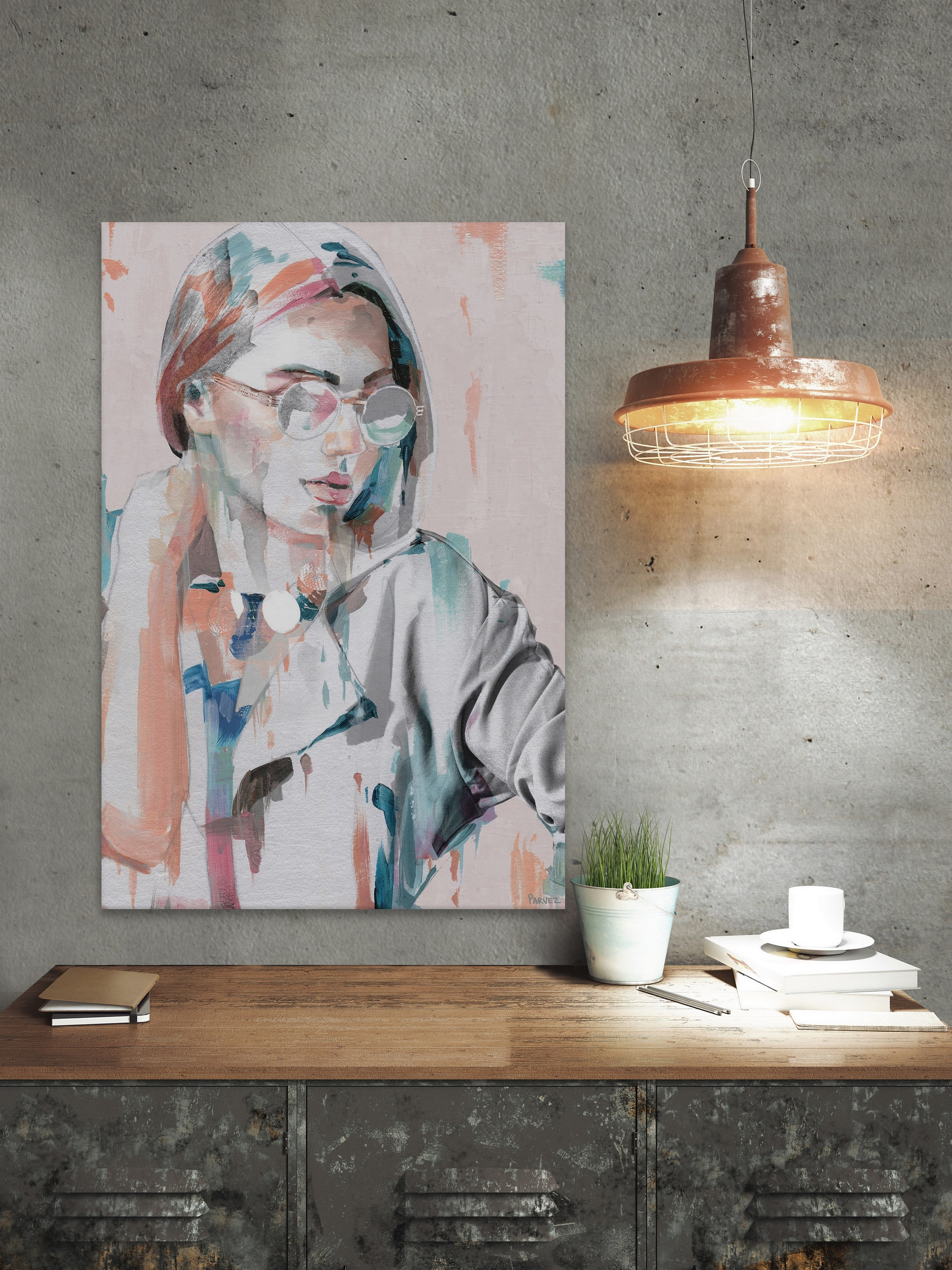 Rosalind Wheeler Hipster Girl by Parvez Taj - Wrapped Canvas Painting ...