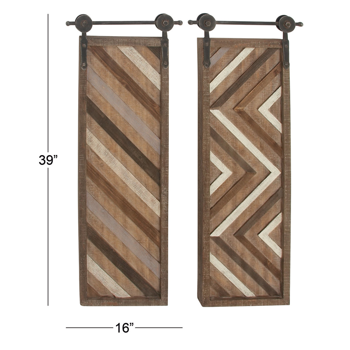 Union Rustic Wood Linear Carved Geometric Brown Wall Decor with ...