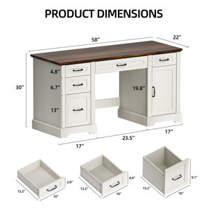 Lark Manor™ Lark Manor 58" Executive Desk, Home Office Desk with ...