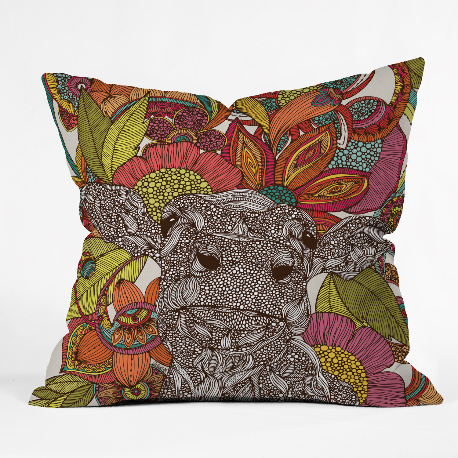 Deny Designs Arabella and the Flowers Throw Pillow & Reviews | Wayfair
