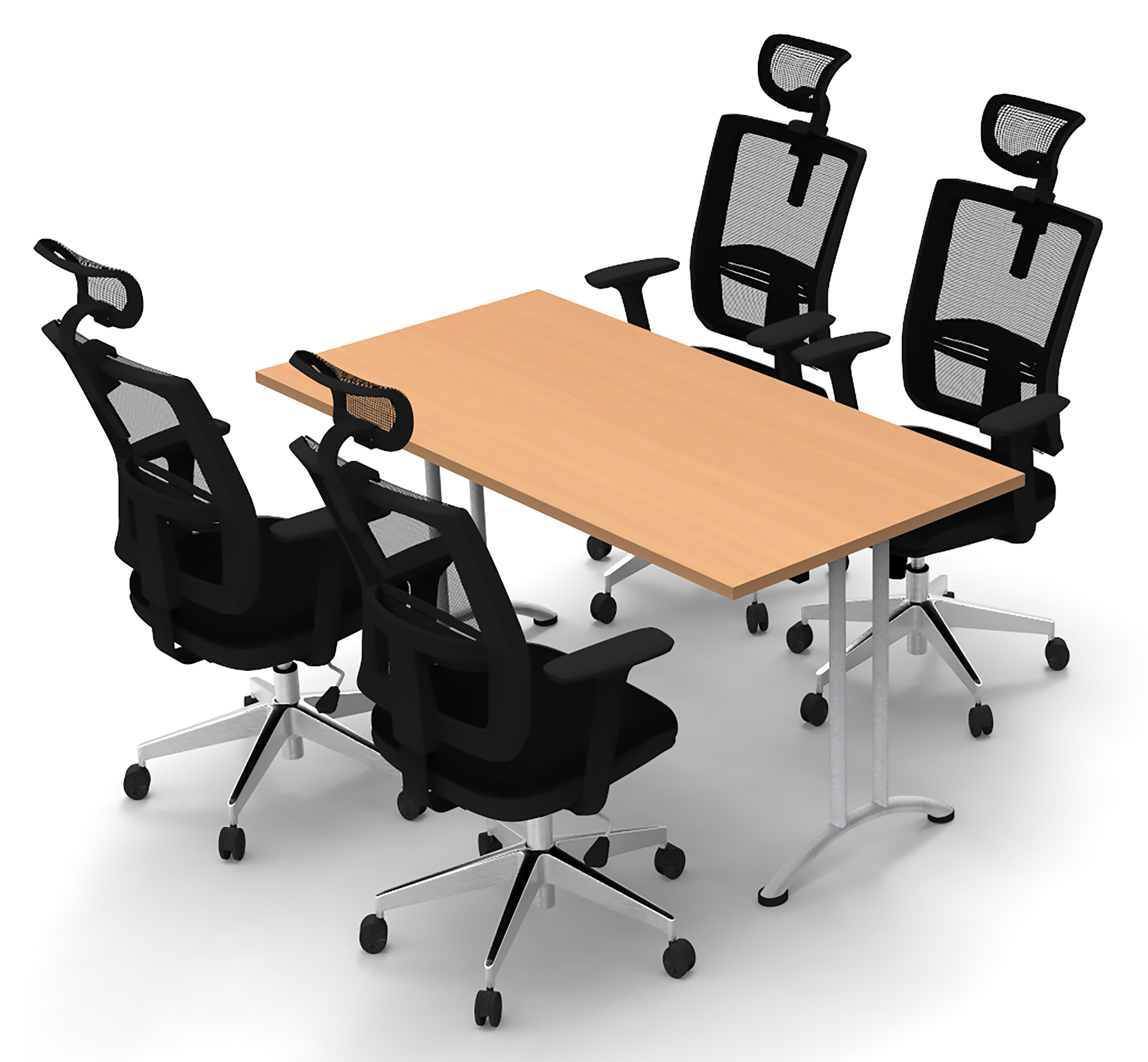 Symple Stuff Carthage 4 Person Conference Meeting Table with 4 Chairs ...