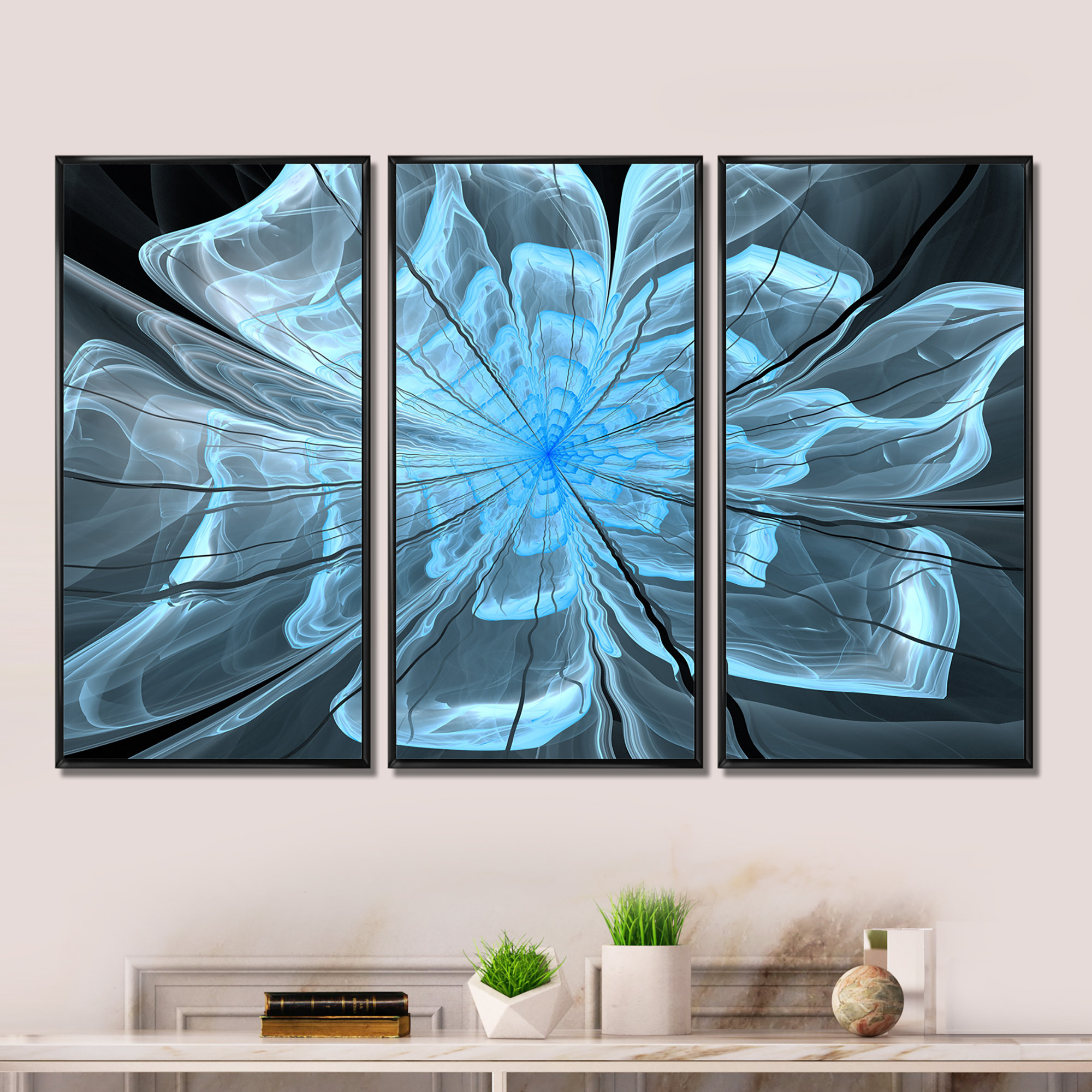 Wrought Studio™ Light Blue Flower With Large Petals - Floral Framed ...