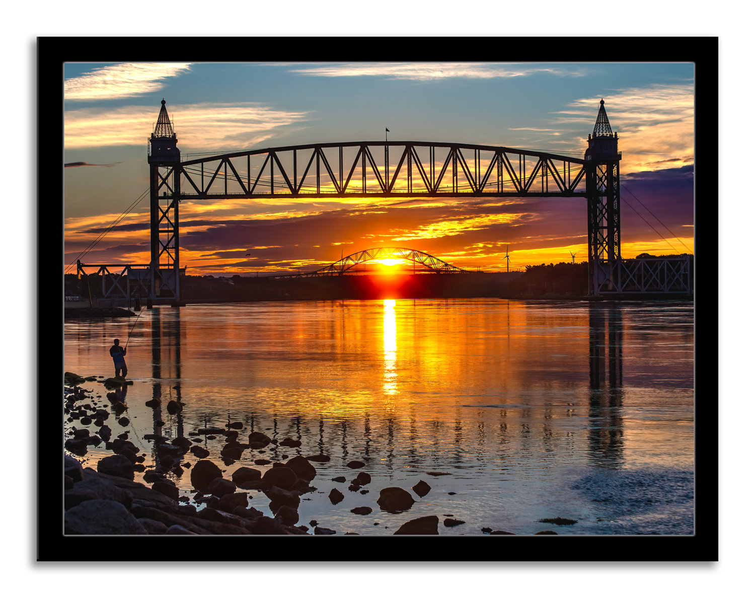 Ebern Designs FRAMED Cape Cod Bourne Bridges At Sunrise By Wayne ...