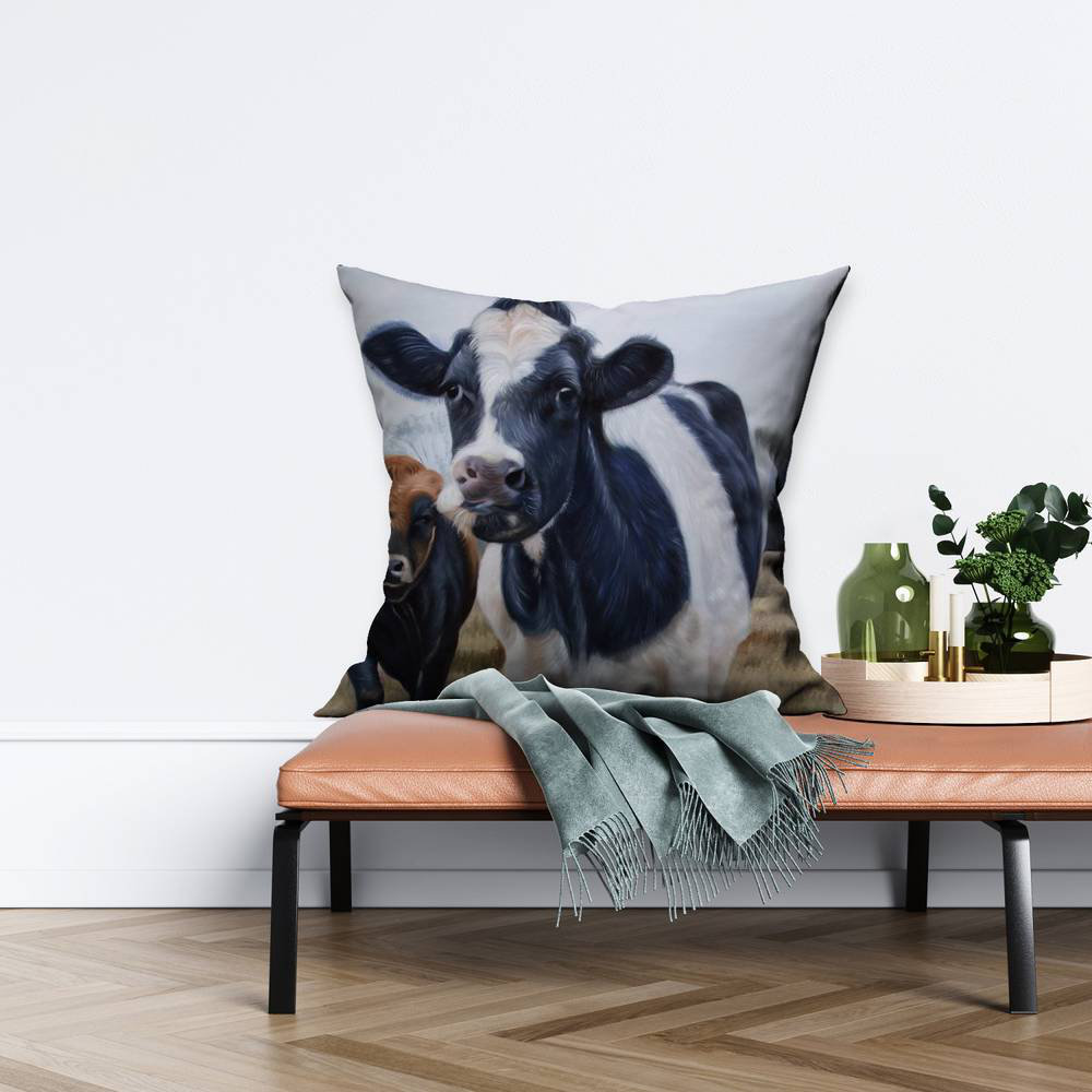 Begin Edition International Inc. Two Cows Eating Grass Square Throw ...