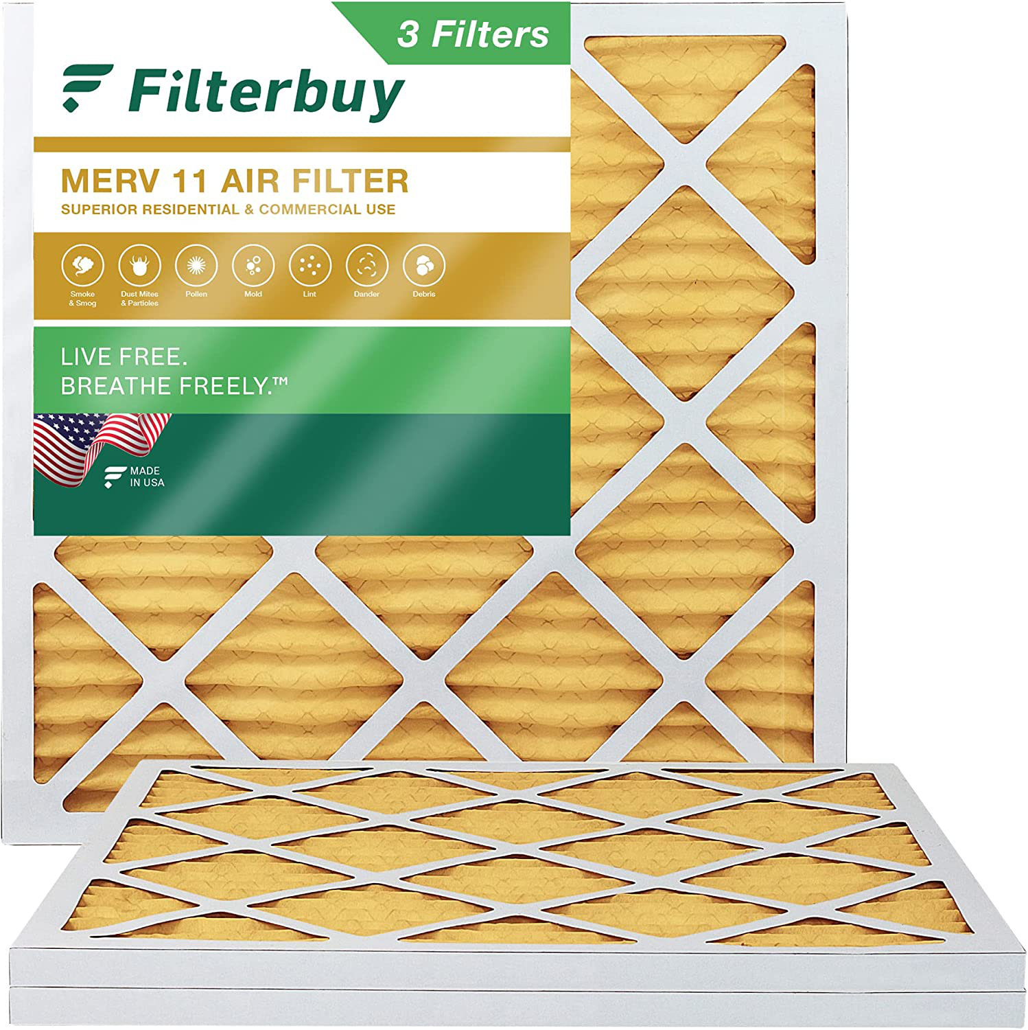 Filterbuy 16x16x1 Air Filter MERV 11 Pleated HVAC AC Furnace Filters Filterbuy 16x16x1 Air Filter MERV 11 Pleated HVAC AC Furnace Filters