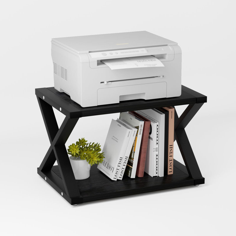 17 Stories Desktop Printer Stand, 2-Tier Desk Space Organizer, Black ...