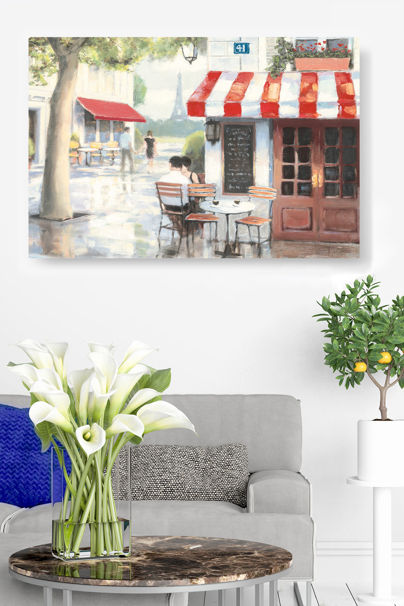 Red Barrel Studio C-00094-Couple Dining In Paris, France, Café, Romance ...
