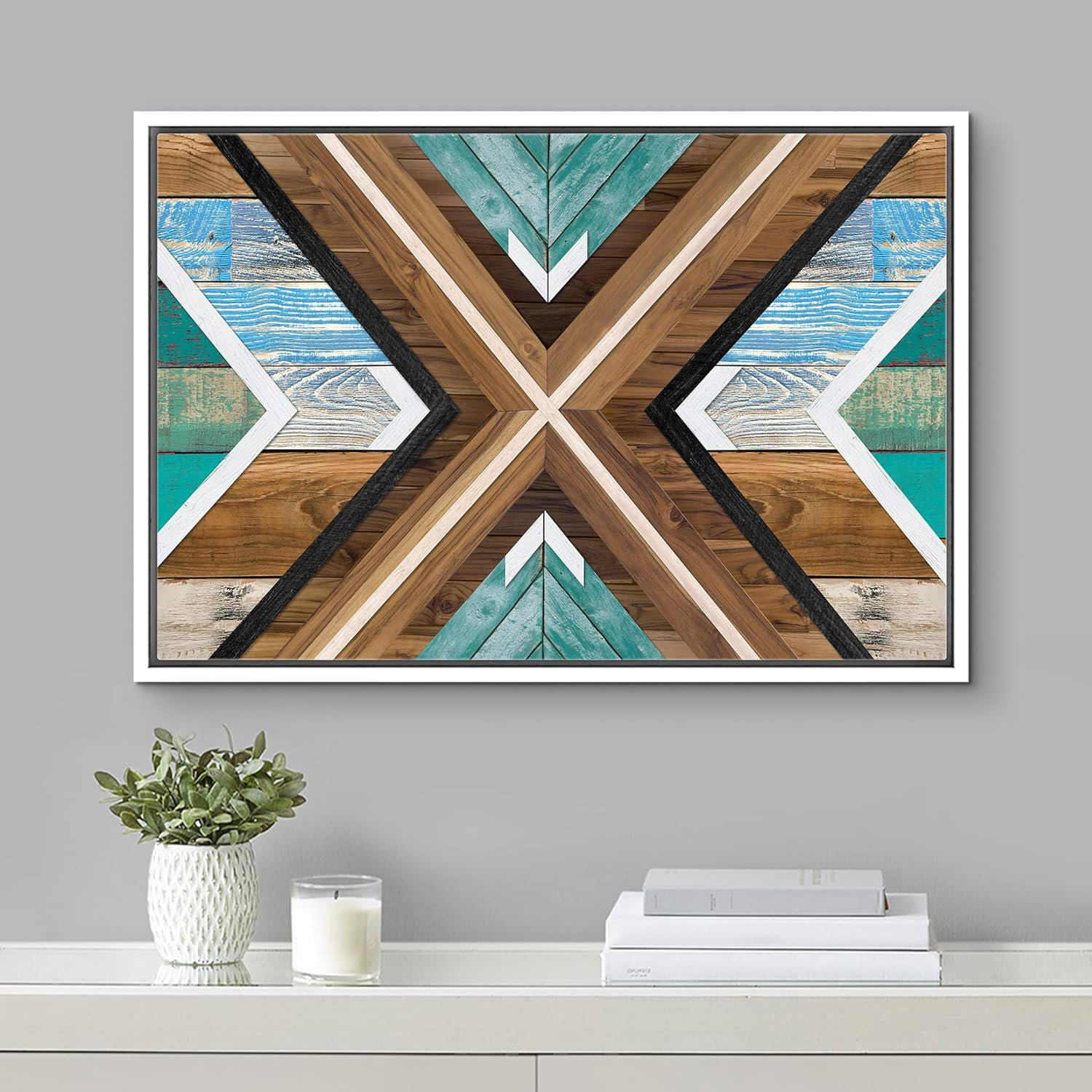 IDEA4WALL Geometric Western Shape Geometric Wood Effect Collage ...