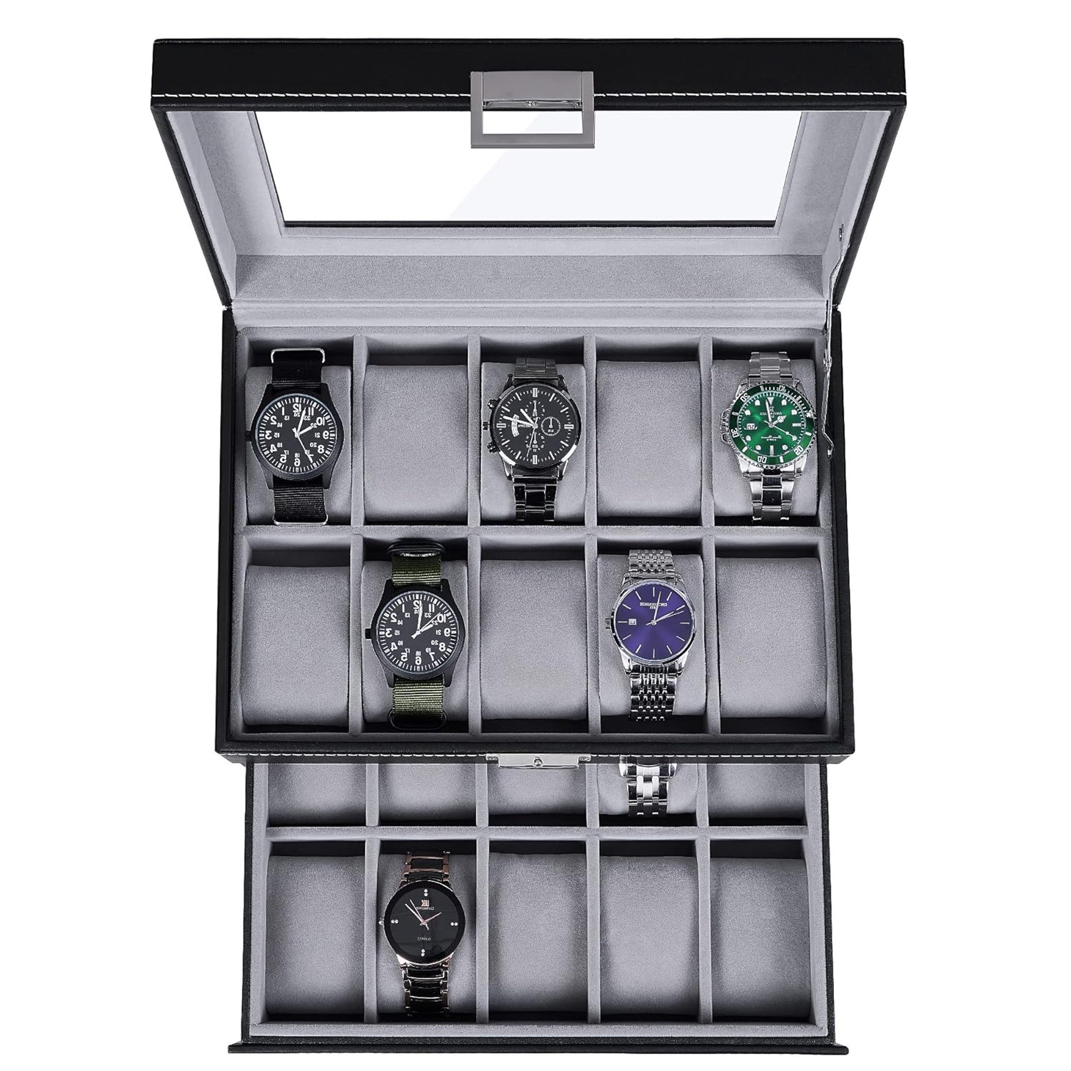 Red Barrel Studio® 20 Slots Watch Case Display Storage Case Metal Hinge ...