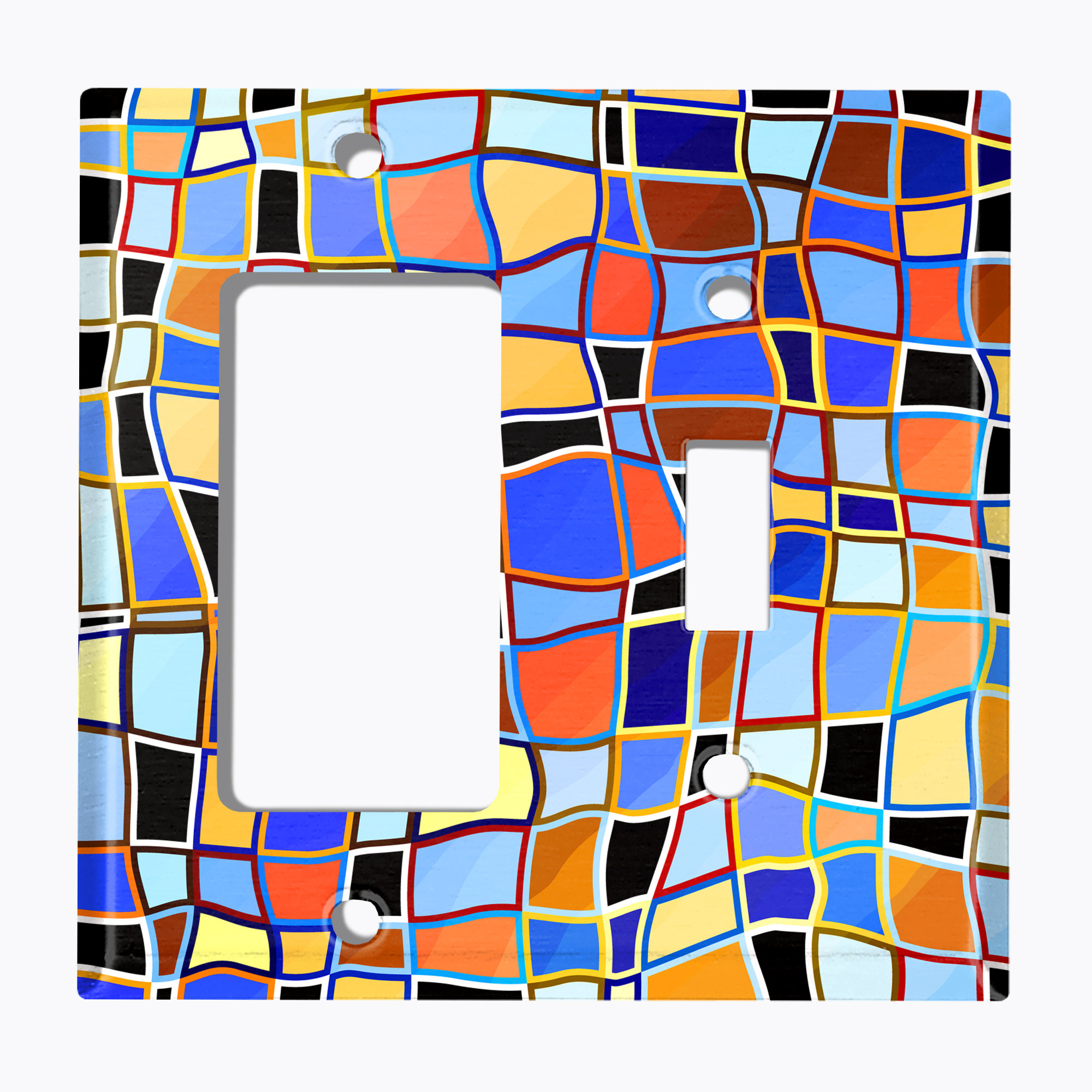 WorldAcc Colorful Stained Glass Tile Print 2-Gang Toggle Light Switch ...