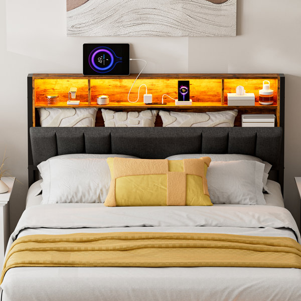 Wrought Studio™ Wrought Studio Hidden Storage Headboard With Charging ...