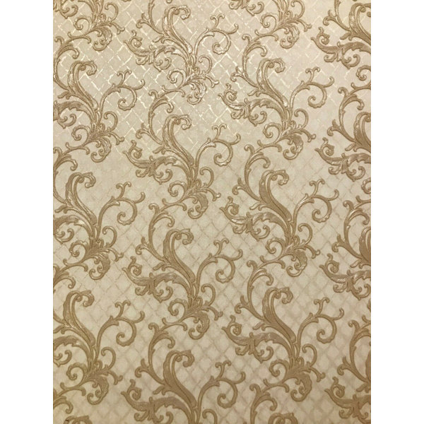 Rosdorf Park Demoret Modern Rose Gold Wallpaper Roll Embossed Diamonds ...