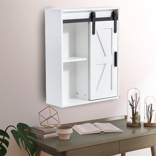 Gracie Oaks Mattigan Rustic Wooden Wall Mounted Storage Cabinet with ...