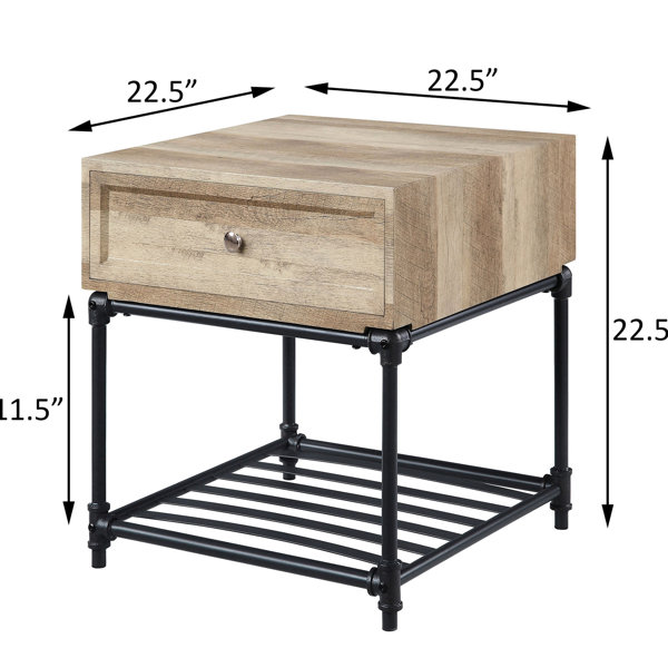 17 Stories End Table With Industrial Character, Oak Color Design ...