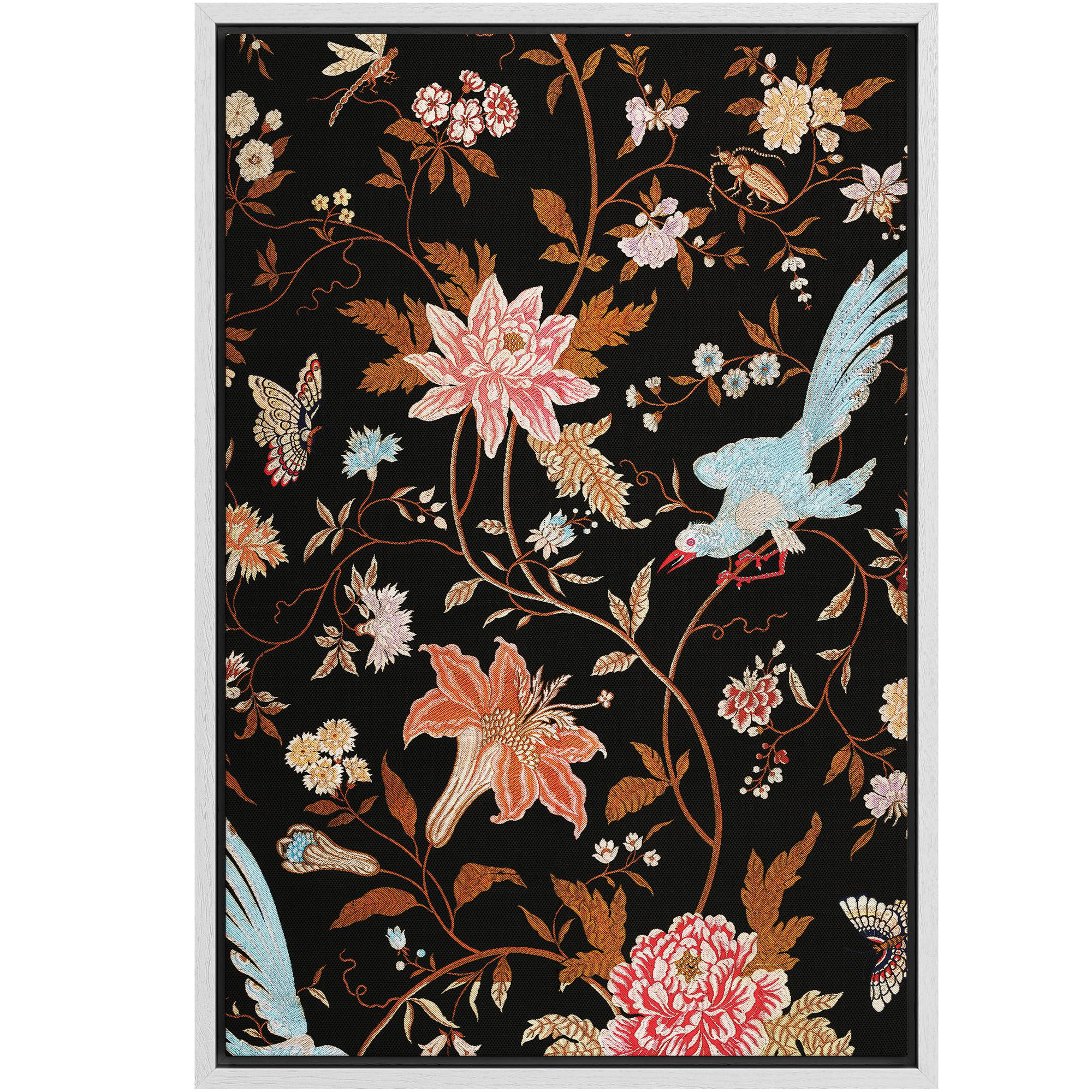 wall26 Embroidered Garden Tapestry Floral and Avian Motifs ...