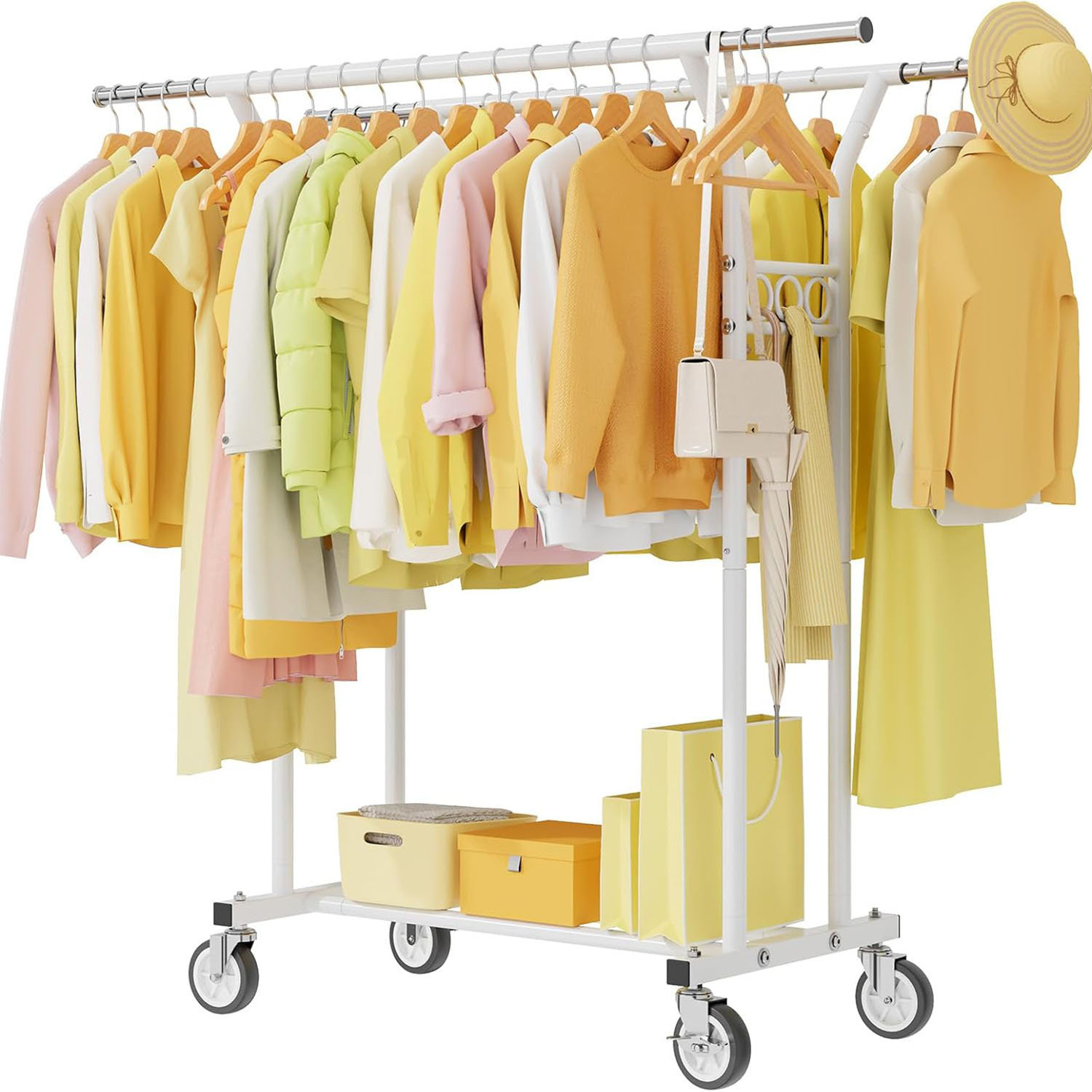 Hokku Designs Heavy Duty Clothes Rack, Rolling Clothing Racks With ...