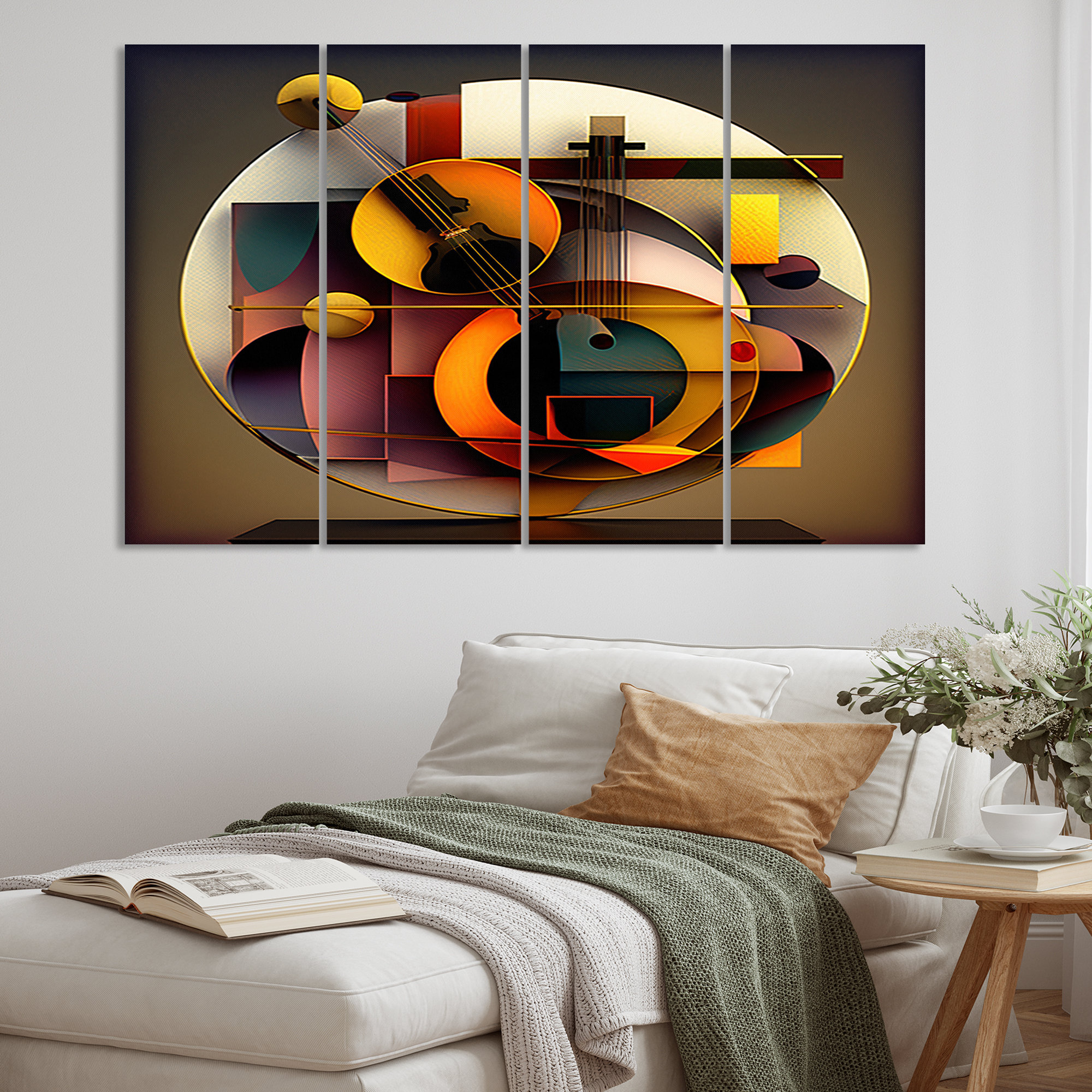 Wrought Studio™ Abstract Retro Guitar Geometric Musical Symphony - 4 ...