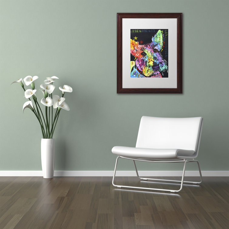 Trademark Art 'Scottish Terrier' Matted Framed Graphic Art on Canvas ...
