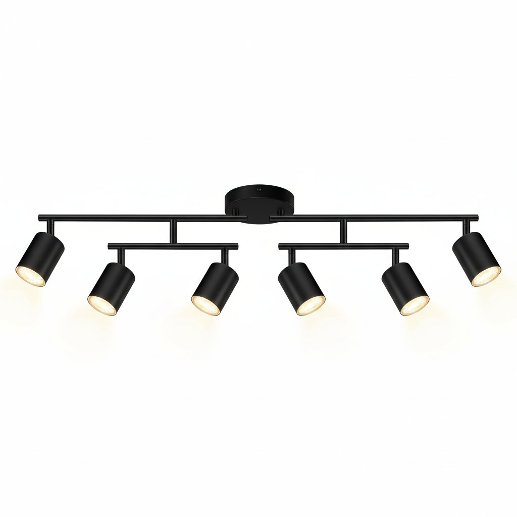 OBJOYA 6-Light Matte Black Track Lighting, Rotatable Heads, Modern LED ...