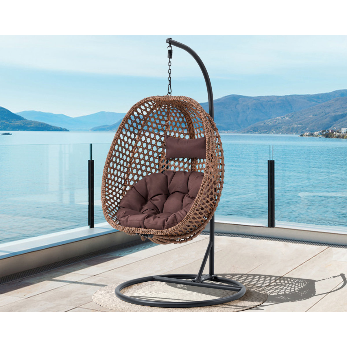 Dakota Fields Charlie-Jade Single Person Wicker Porch Swing with Stand ...