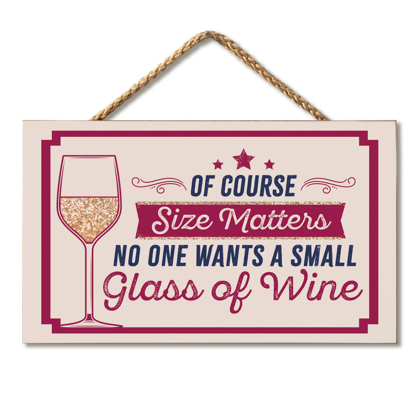 Trinx Size Matters Humorous Hanging Wall Sign | Wayfair