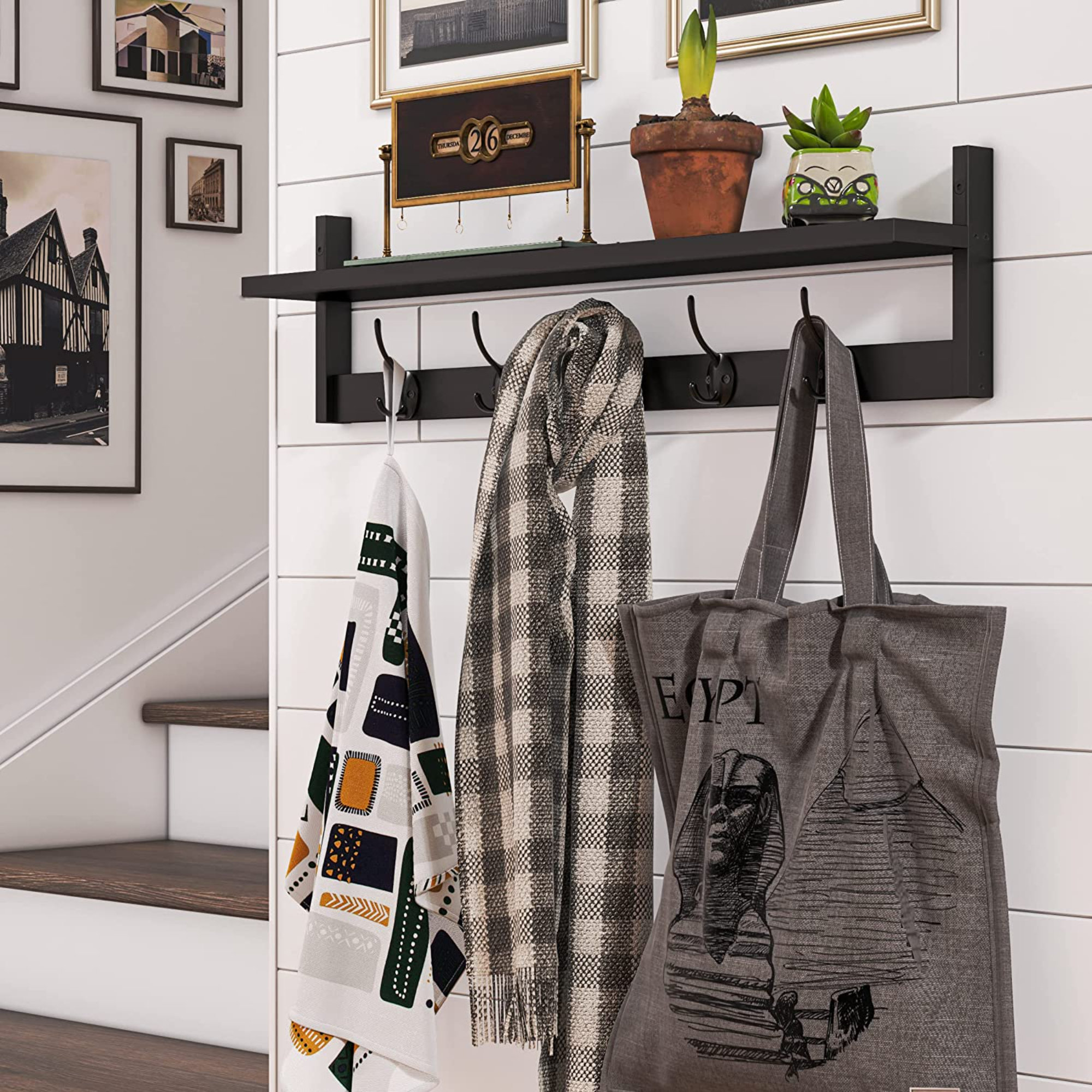 Gracie Oaks Solid Wood Wall 5 - Hook Wall Mounted Coat Rack & Reviews ...