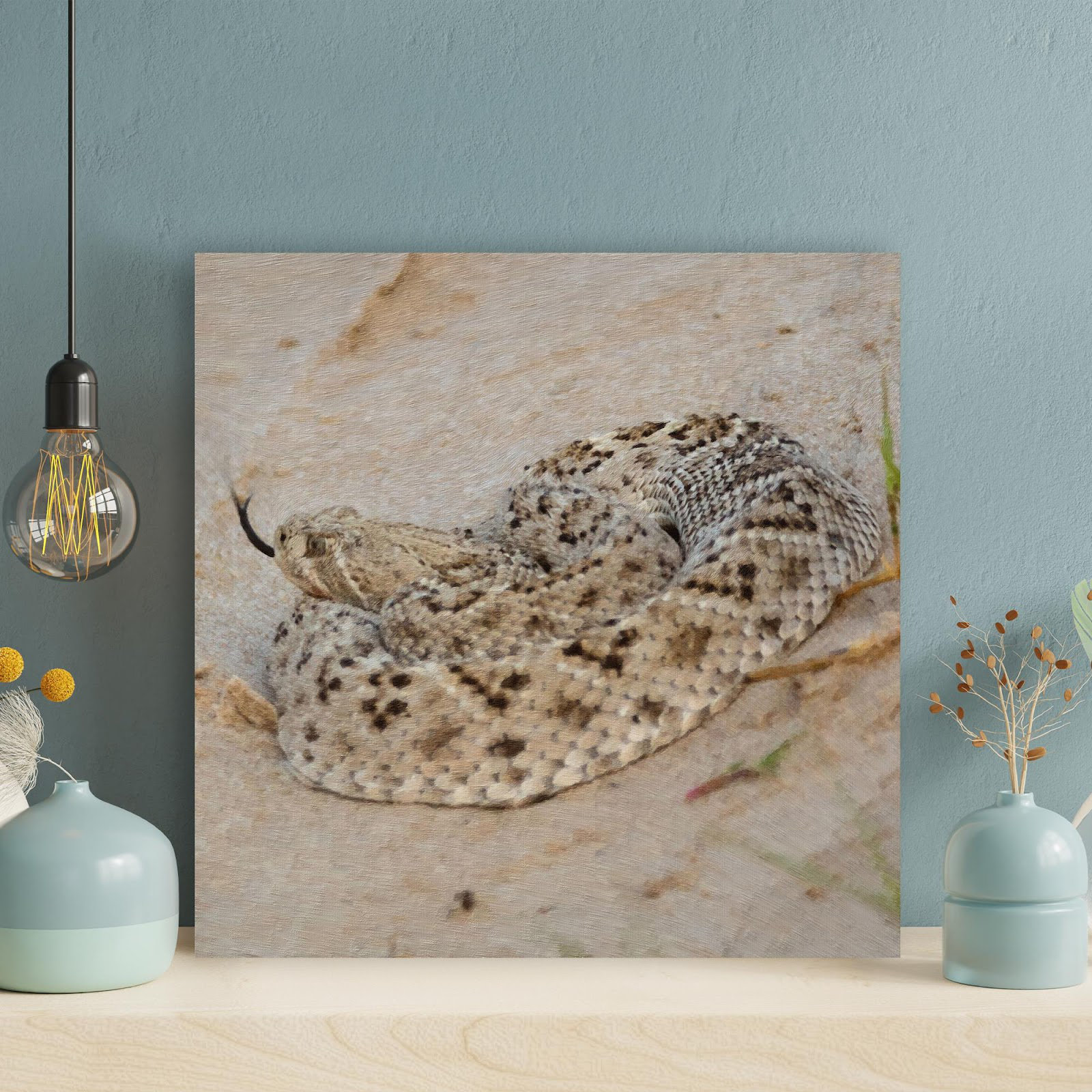 Latitude Run® White And Brown Snake On Brown Sand - Wrapped Canvas ...